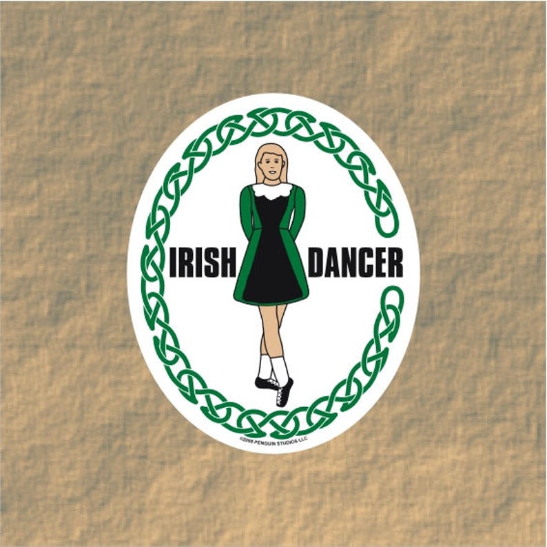 Sticker: Oval Shaped Irish Dancer Sticker With Knotwork Border - Etsy