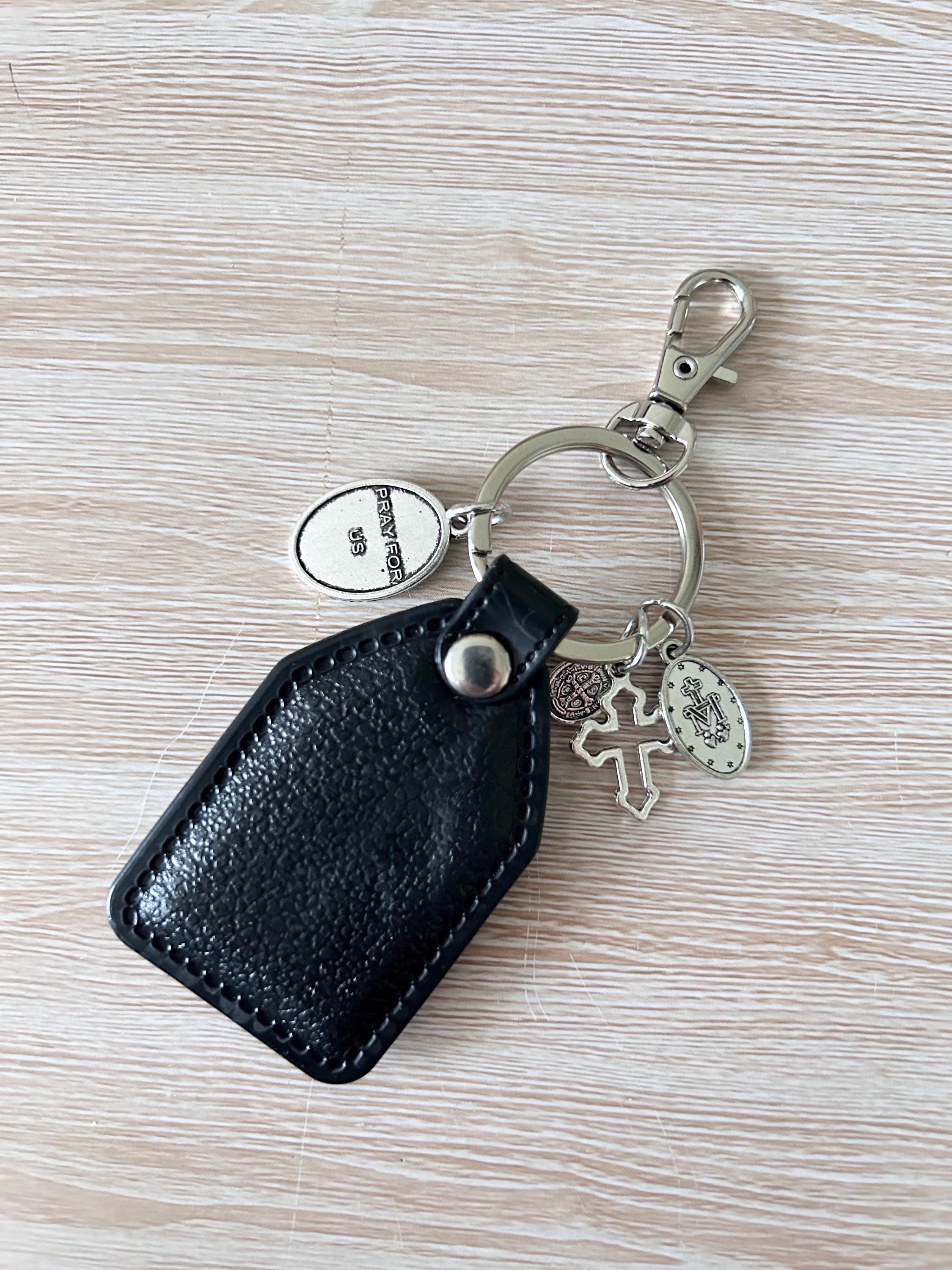 Jesus Crucifix Keychain With Miraculous Medal Charm, Christian Keyring ...
