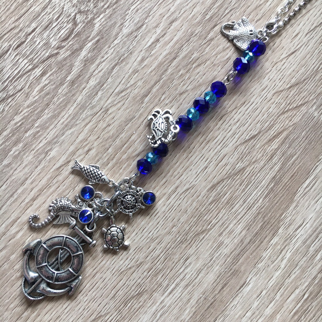 Nautical Anchor Car Charm, Sea Car Dangle, Beach Ocean Car Rear Mirror ...