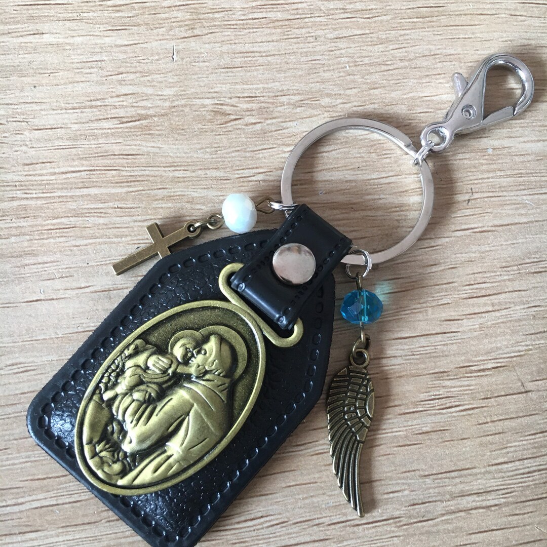 Saint Anthony Keychain St Anthony Keyring Catholic Key Ring - Etsy