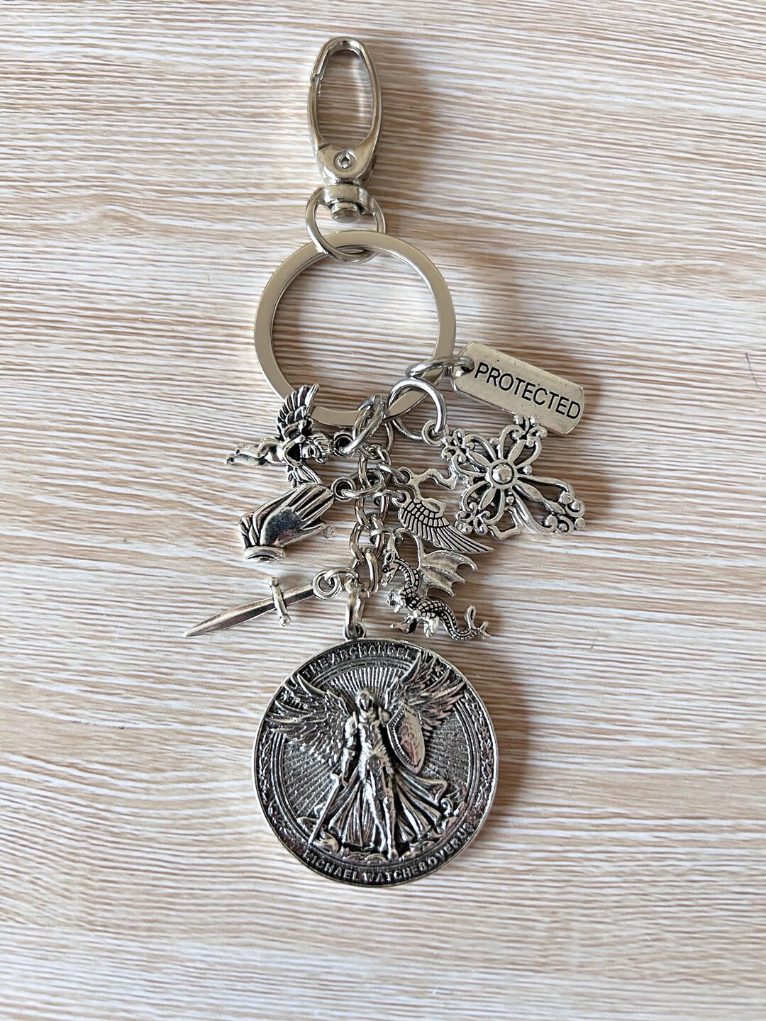 St Michael Keychain Archangel Gift for Police Bankers Loved Ones ...