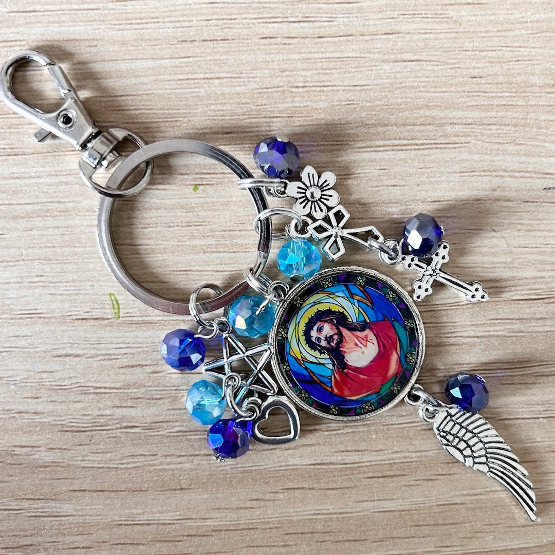 Jesus Keyring, God Keychain, Religious Bag Charm Hanger, Jesus Key ...
