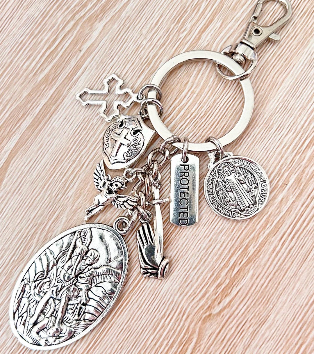 St Michael Keychain Keyring Key Chain Saint Michael Bag Charm Archangel ...