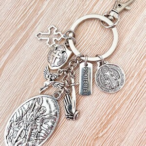 St Michael Keychain Keyring Key Chain Saint Michael Bag Charm Archangel ...