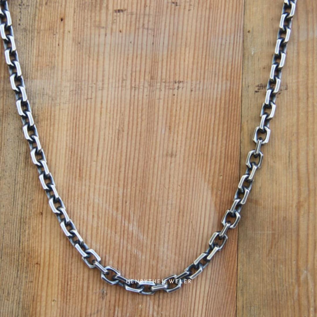 8mm Sterling SILVER Chain Chunky Chain Oxidized Silver - Etsy