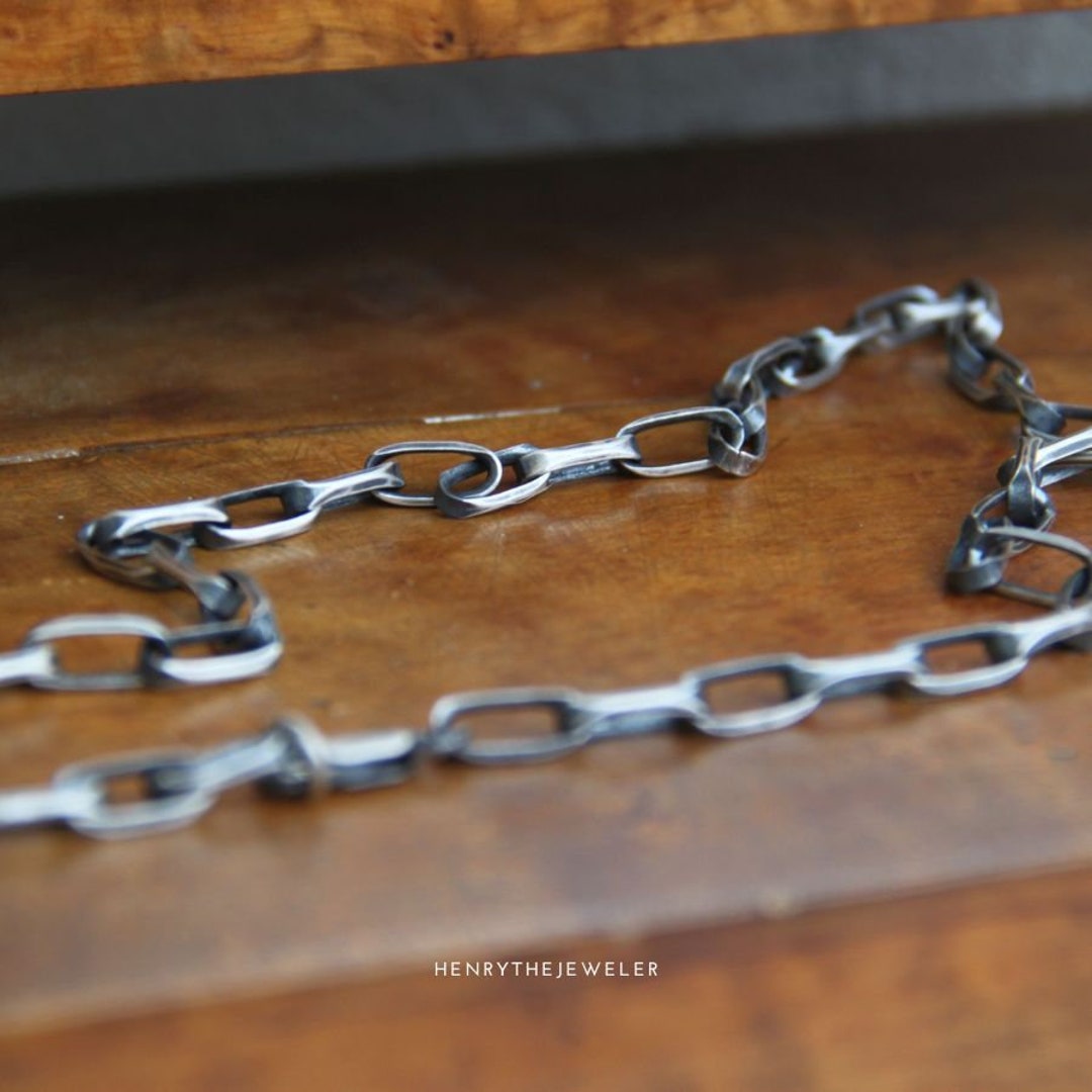 Sterling SILVER Chain Chunky Chain Oxidized Silver Chain RAW Chain ...