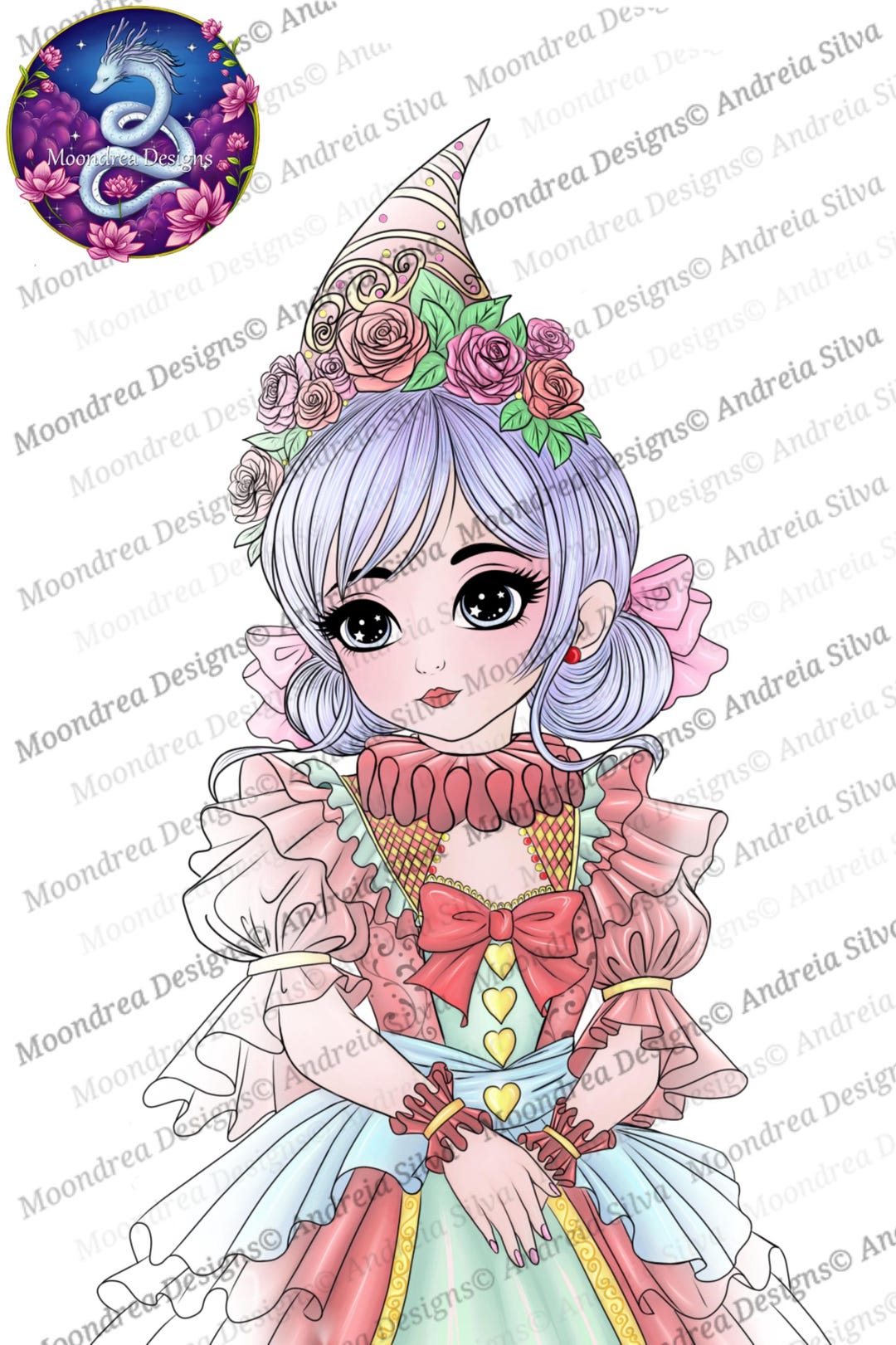 Lilly Love Pierrot Digital Stamp Lineart for Coloring - Etsy