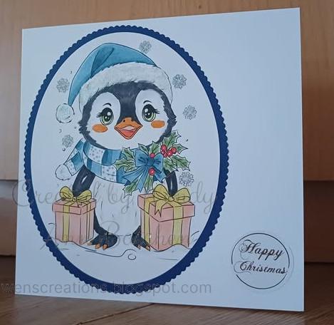 Christmas Penguin Digital Stamp, Lineart for Coloring - Etsy