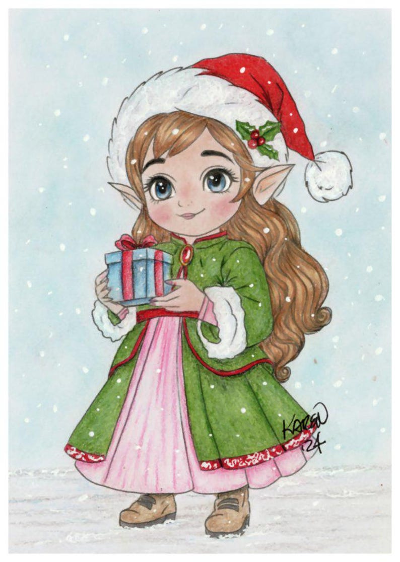 Christmas Gift Digital Stamp, Lineart for Coloring - Etsy