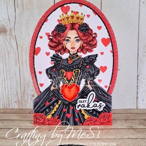 Queen of Hearts Digital Stamp, Lineart for Coloring - Etsy