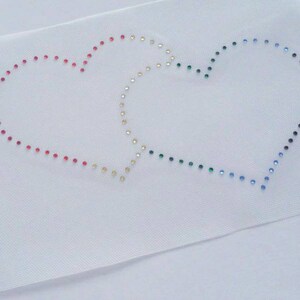 Rainbow Hearts Rhinestone Appliqué, Double Heart Iron on Bling, Rainbow ...