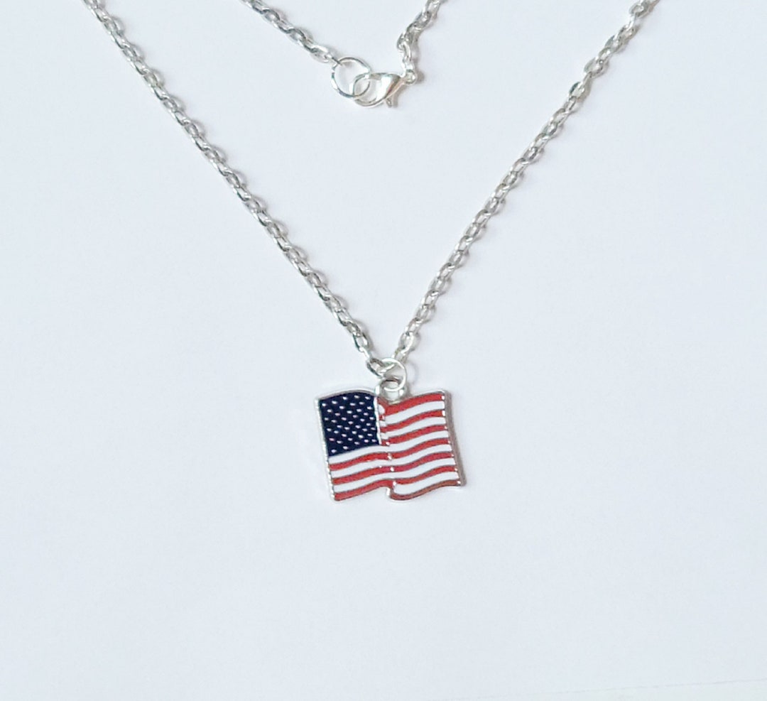 American Flag Pendant Necklace, USA Flag Pendant, American Flag ...