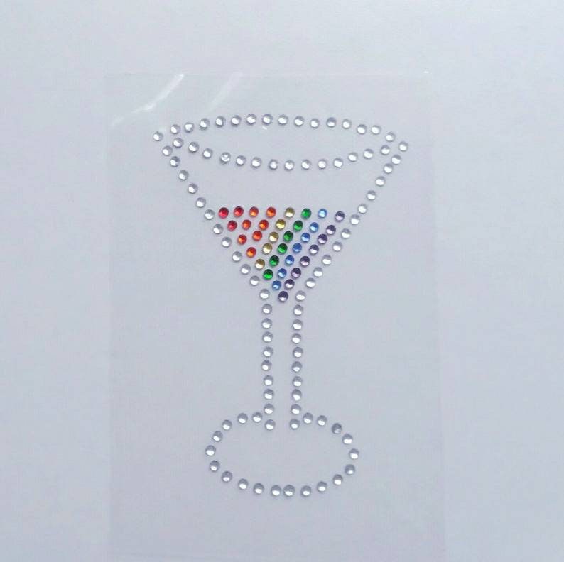Rainbow Martini Appliqué Rainbow Drink Bling Bachelorette - Etsy