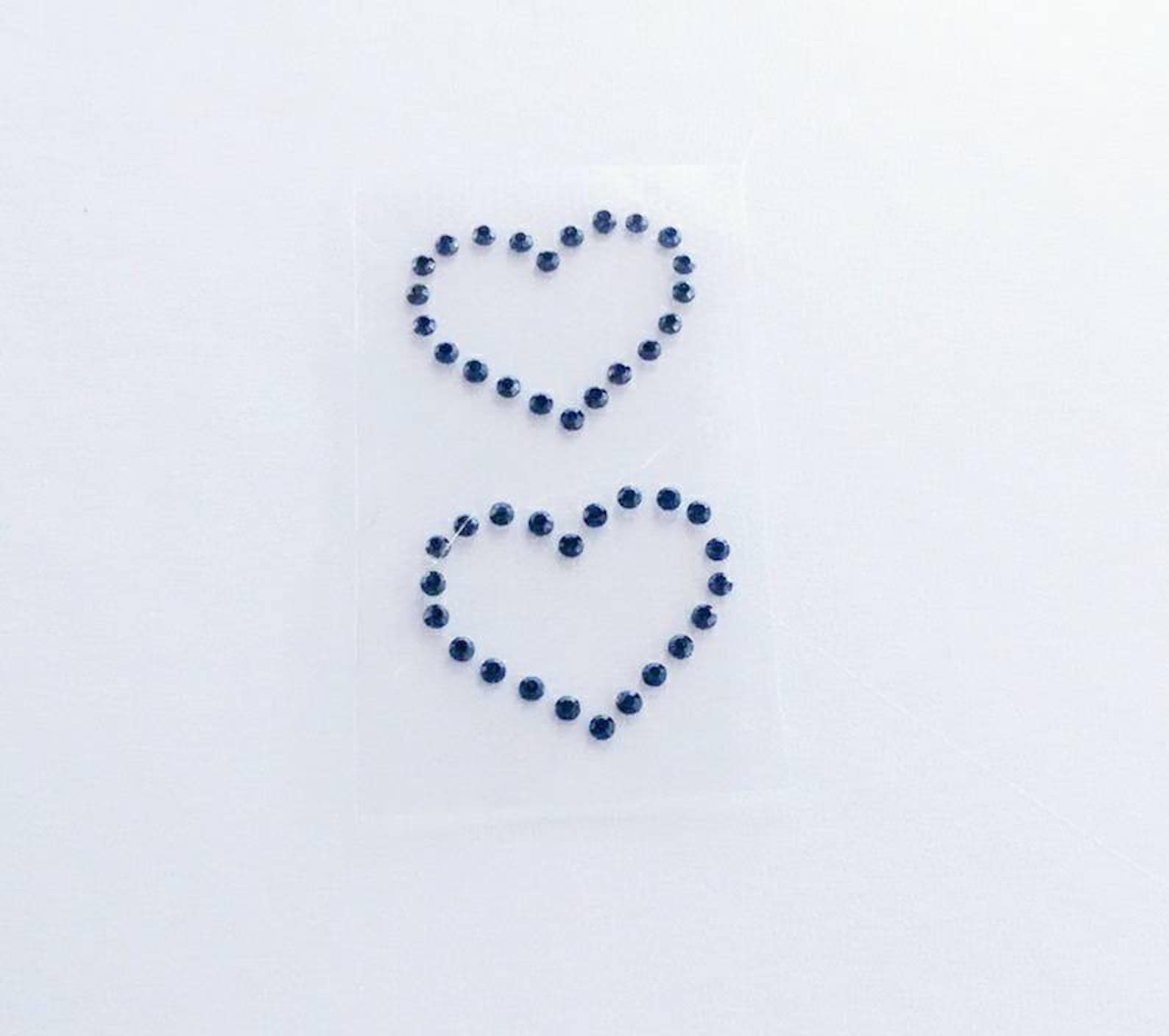 Set of Two Hearts Rhinestone Appliqué Crystal Heart | Etsy