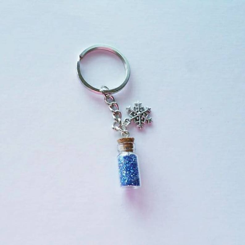 Snow Flake Glitter Keychain Snowflake Key Ring Sparkly - Etsy