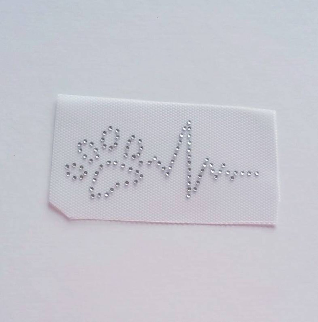 Life Line Rhinestone Appliqué, Paw Print Heart Beat Appliqué, Paw Life ...