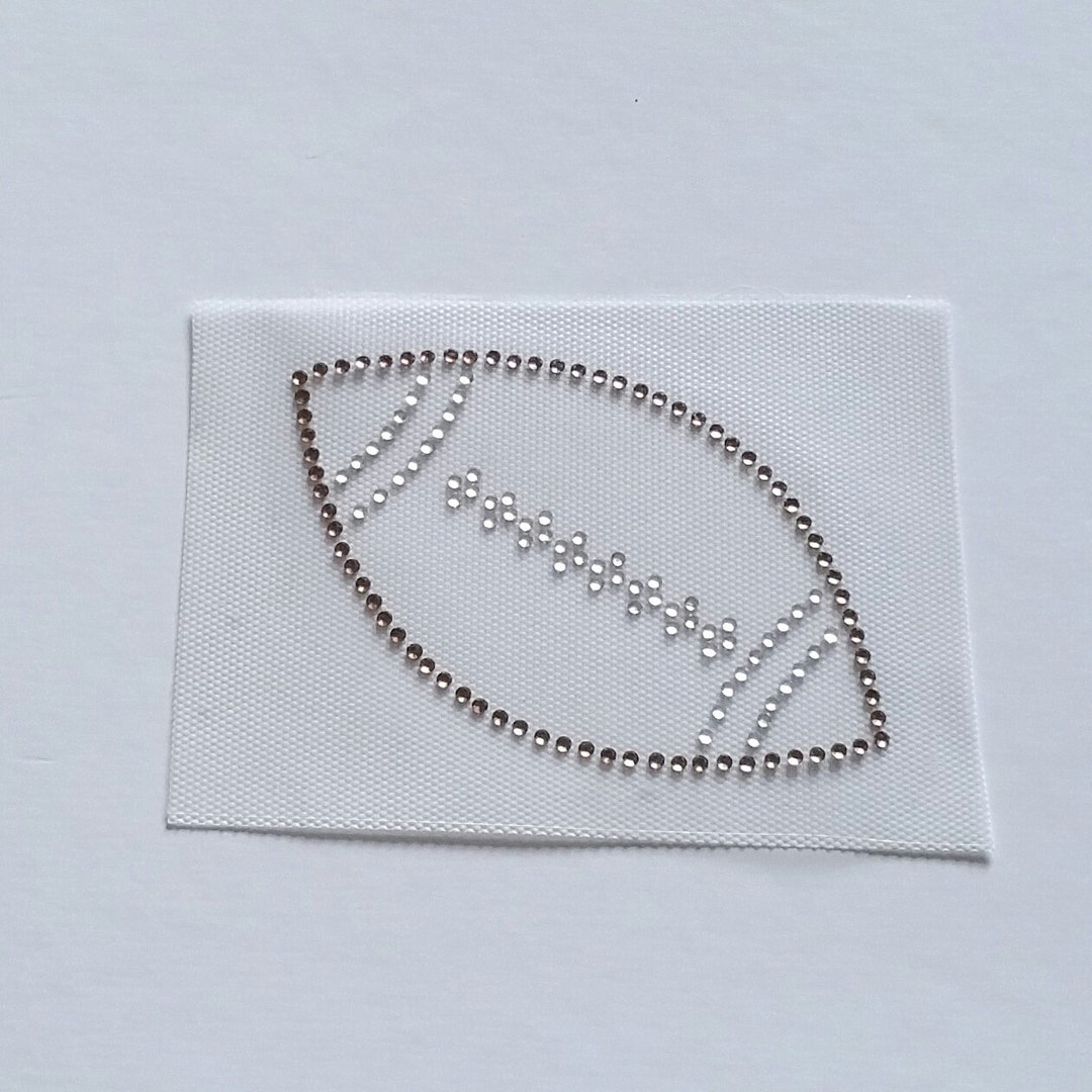 Football Bling Appliqué, Football Rhinestone Iron on Transfer ...