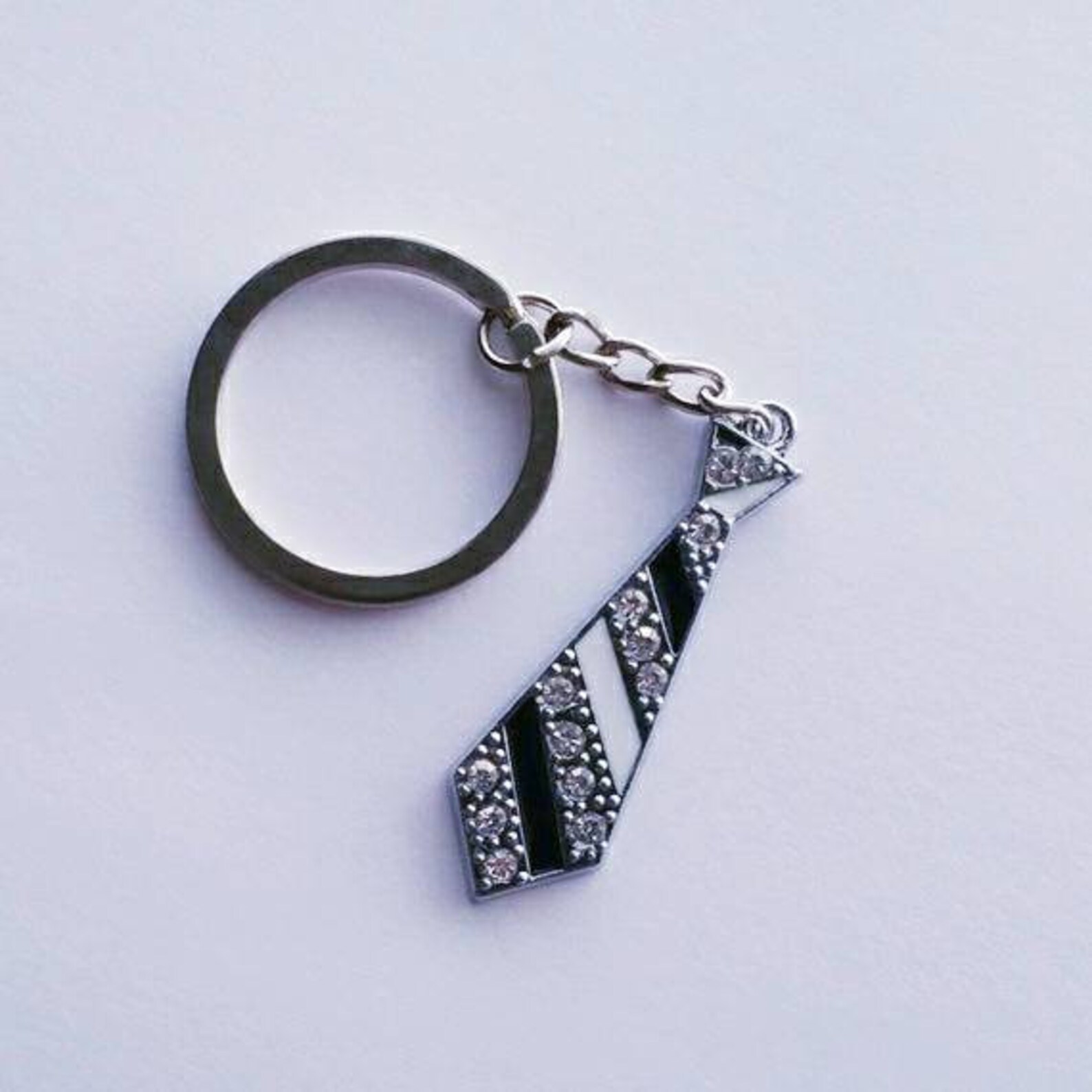 Striped Rhinestone Neck Tie Keychain Neck Tie Zipper Pull - Etsy