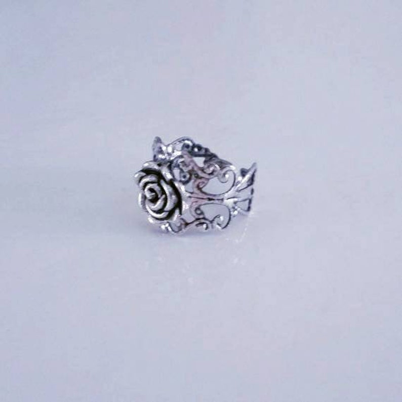 Rose Filigree Ring Rose Ring Adjustable Rose Ring Spring - Etsy