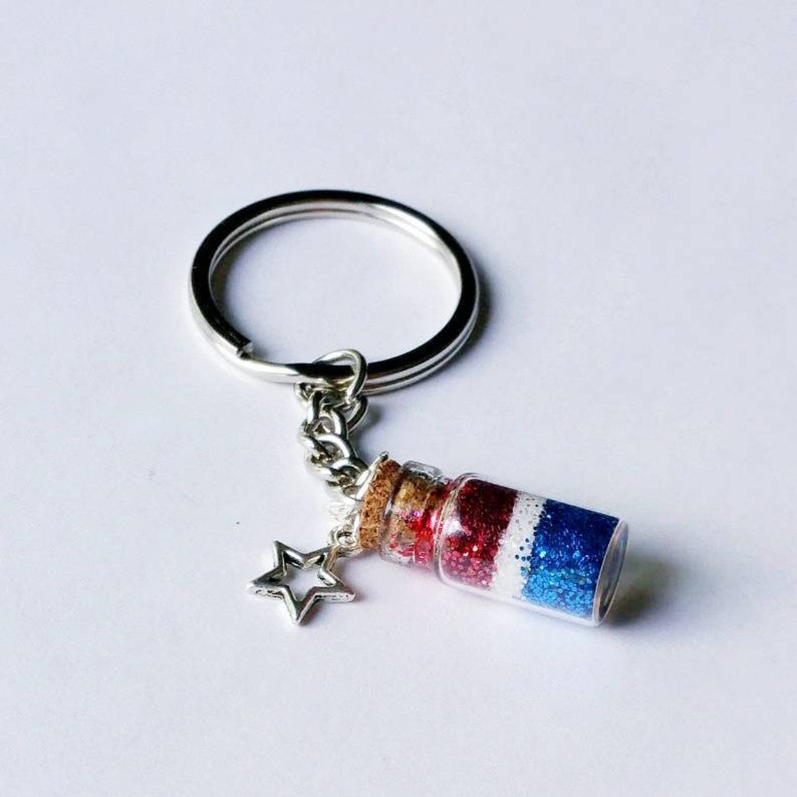 Patriotic Glitter Keychain Red White and Blue Glitter - Etsy