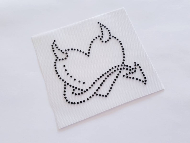 Devil Heart Rhinestone Appliqué Rhinestone Heart With Horns - Etsy