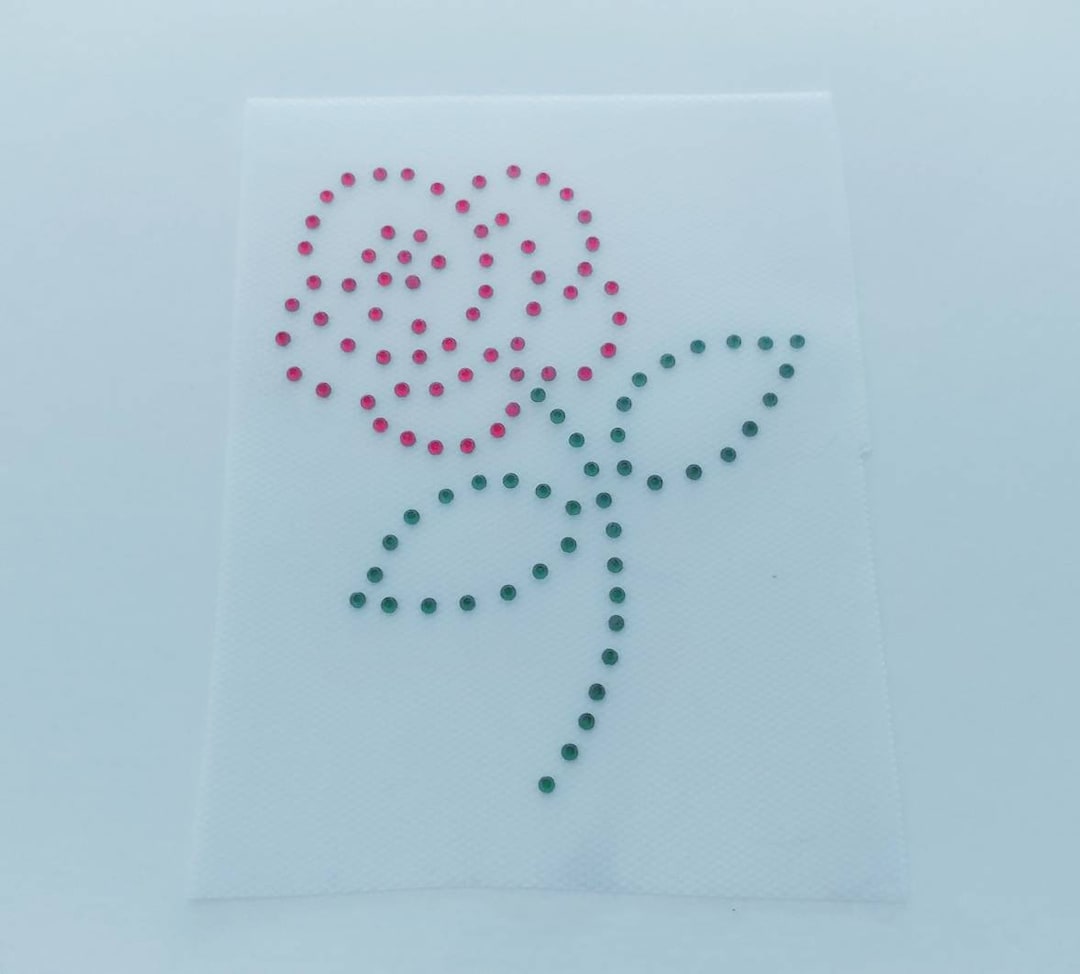 Rose Rhinestone Appliqué, Rhinestone Rose Transfer, Flower Appliqué ...