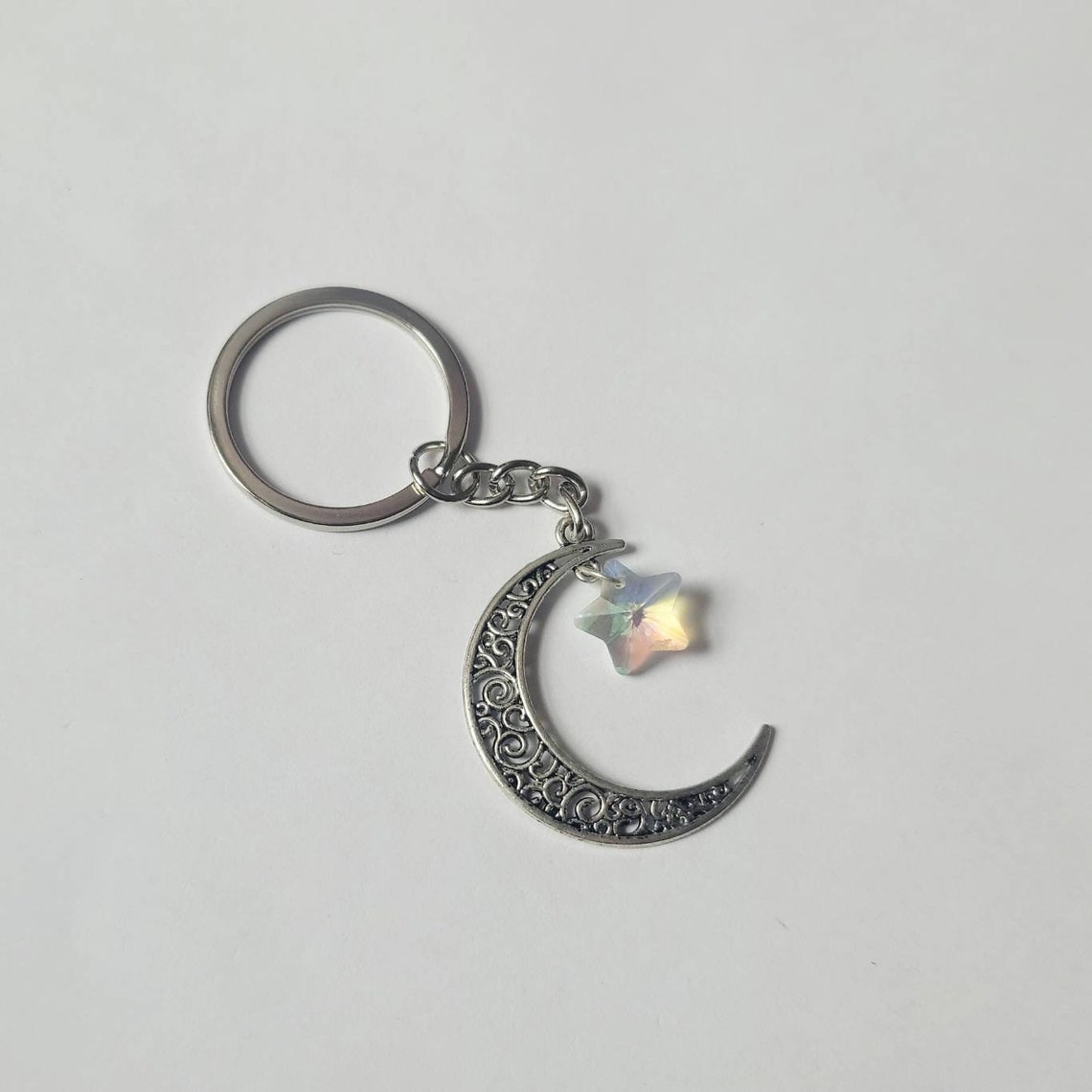 Moon and Star Keychain, Moon and Star Keyring, Moon and Star Zipper ...