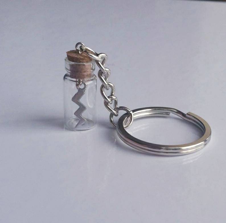 Caged Lightning Keychain Lightning Bolt Keychain Thunder - Etsy