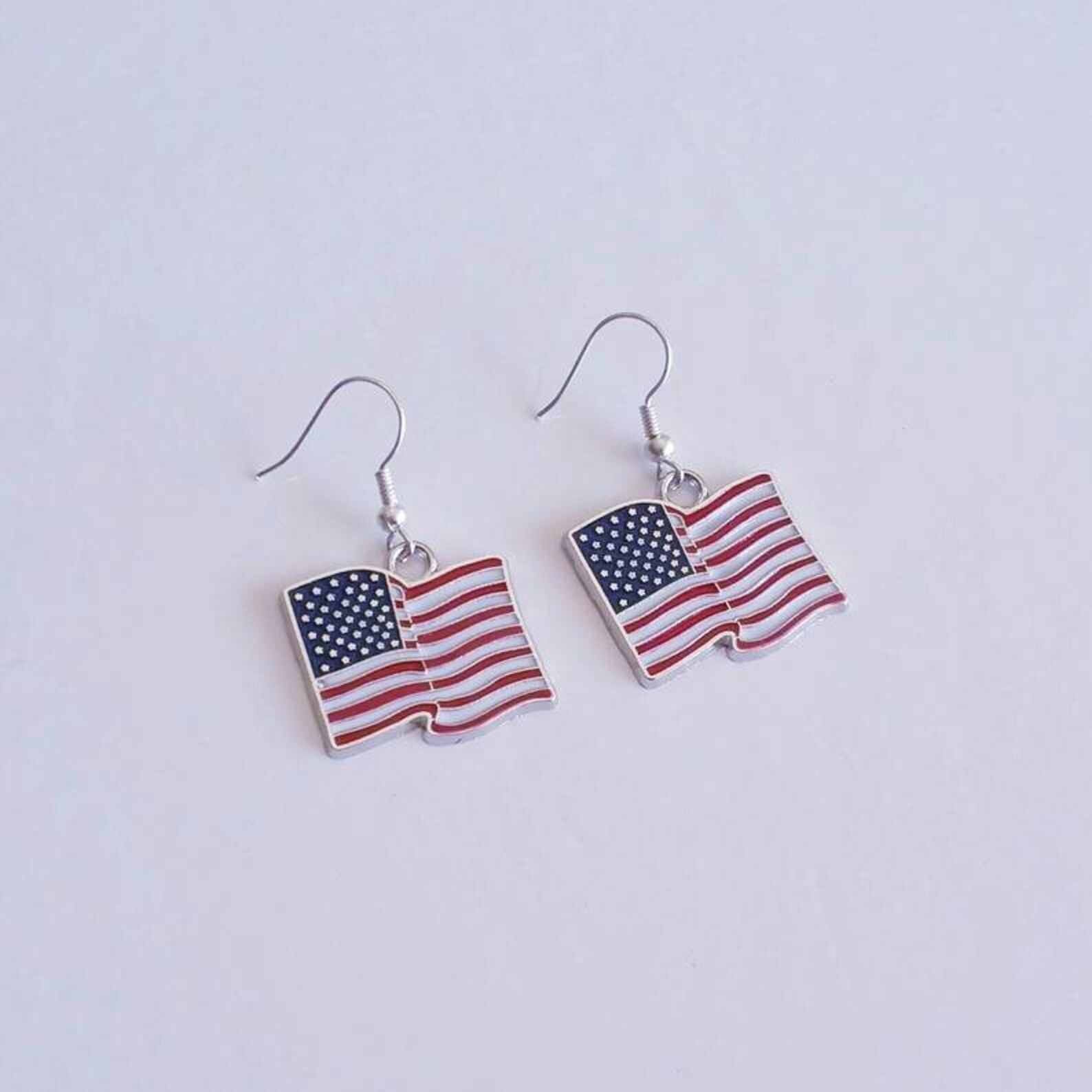 American Flag Earrings USA Flag Dangle Earrings Flag Hook - Etsy