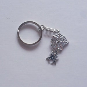 Hanging Spider Keychain, Spider Web Keychain, Dangling Spider, Gothic ...