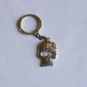 Lucky 13 Skull Keychain, Skull Keychain, Gothic Keychain, Sugar Skull ...