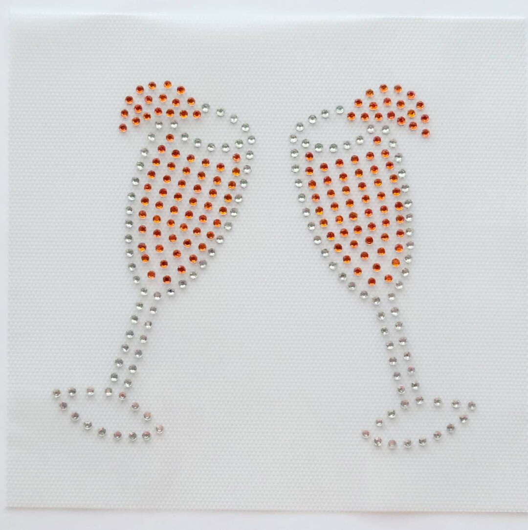 Mimosa Toast Rhinestone Appliqué, Mimosa Glasses Iron on Transfer ...