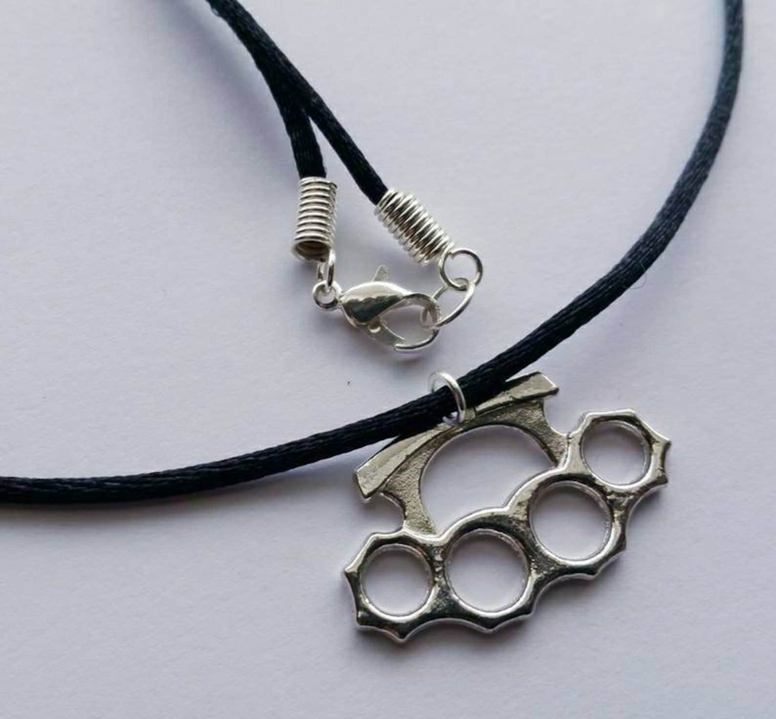 Knuckle Duster Pendant Necklace Silver brass | Etsy