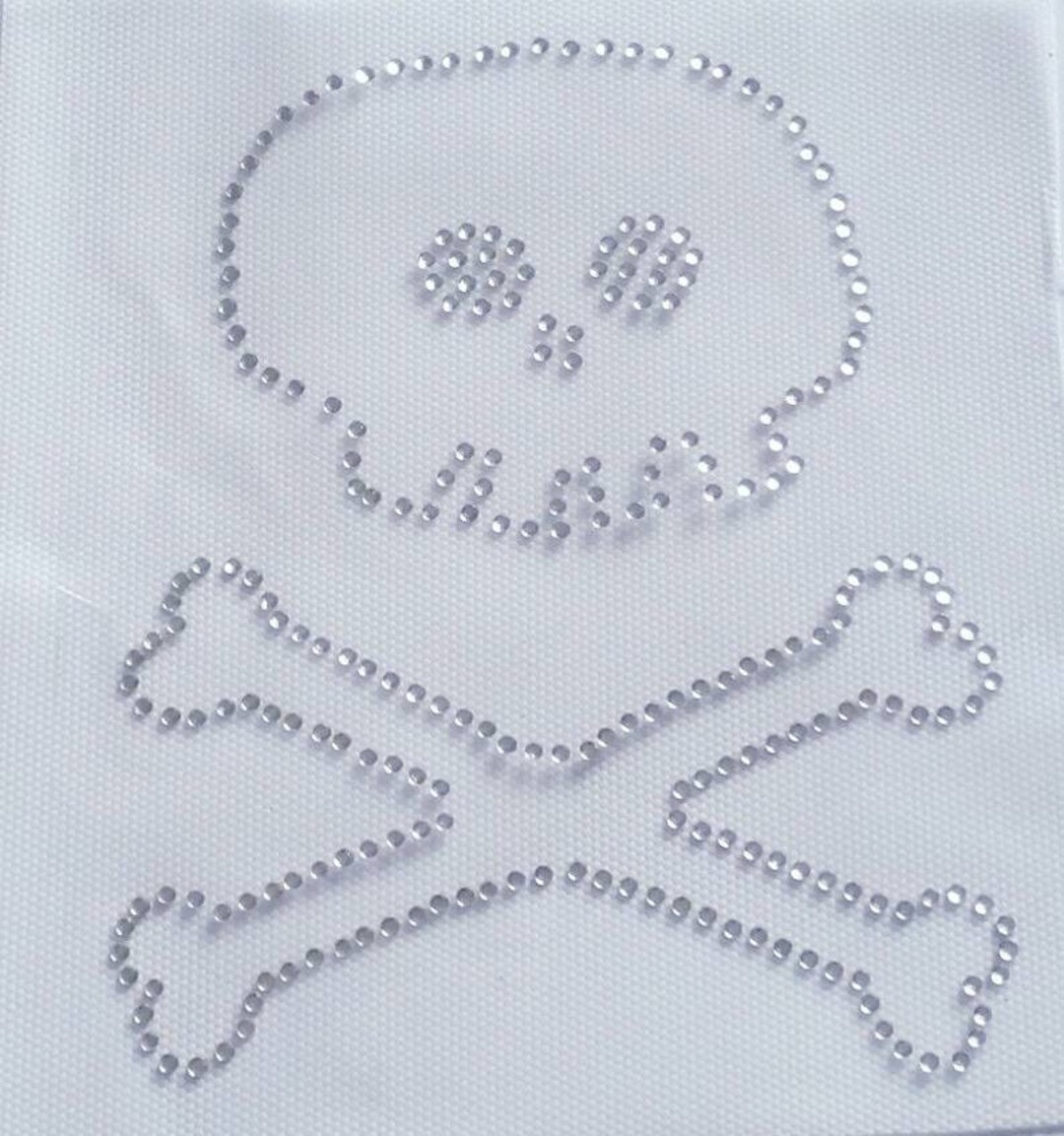 Skull and Bones Appliqué, Skull and Crossbones Rhinestone Transfer ...