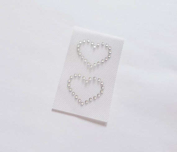 Set of Two Hearts Rhinestone Appliqué Crystal Heart | Etsy