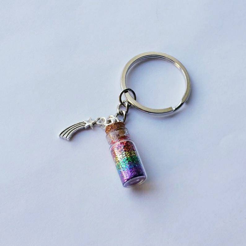 Rainbow Keychain Shooting Star Rainbow Keychain Rainbow | Etsy