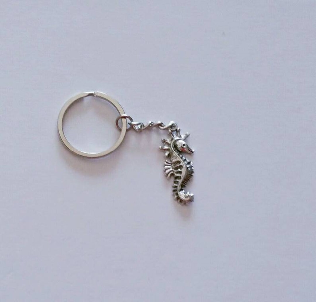 Seahorse Keychain, Nautical Keychain, Sea Creature Keychain, Sea Horse ...
