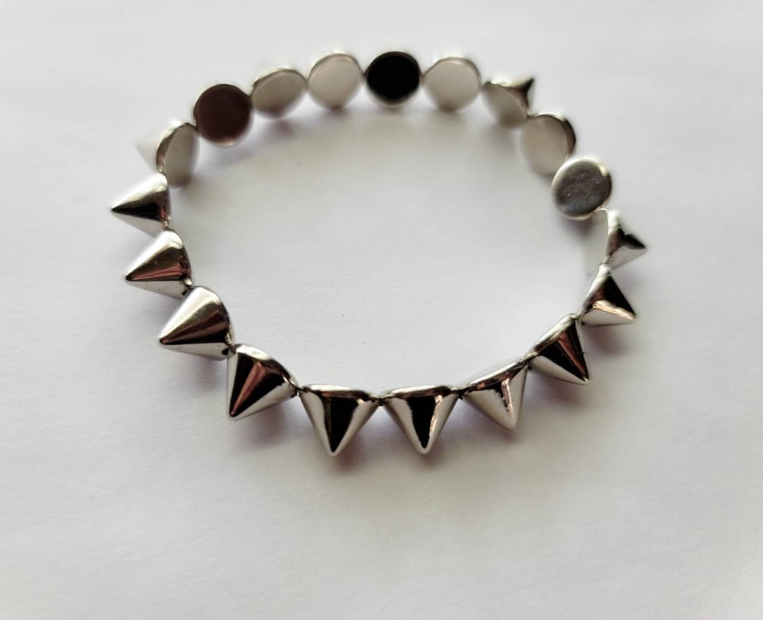Silver Spike Bracelet, Stretchy Spike Bracelet, Gothic Spike Jewelry ...