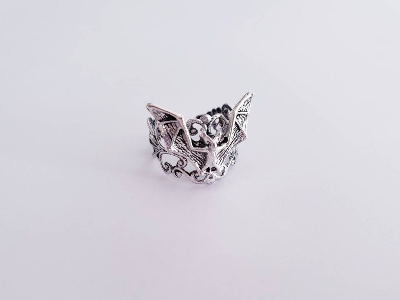 Bat Ring Silver Bat Adjustable Ring Gothic Jewelry | Etsy