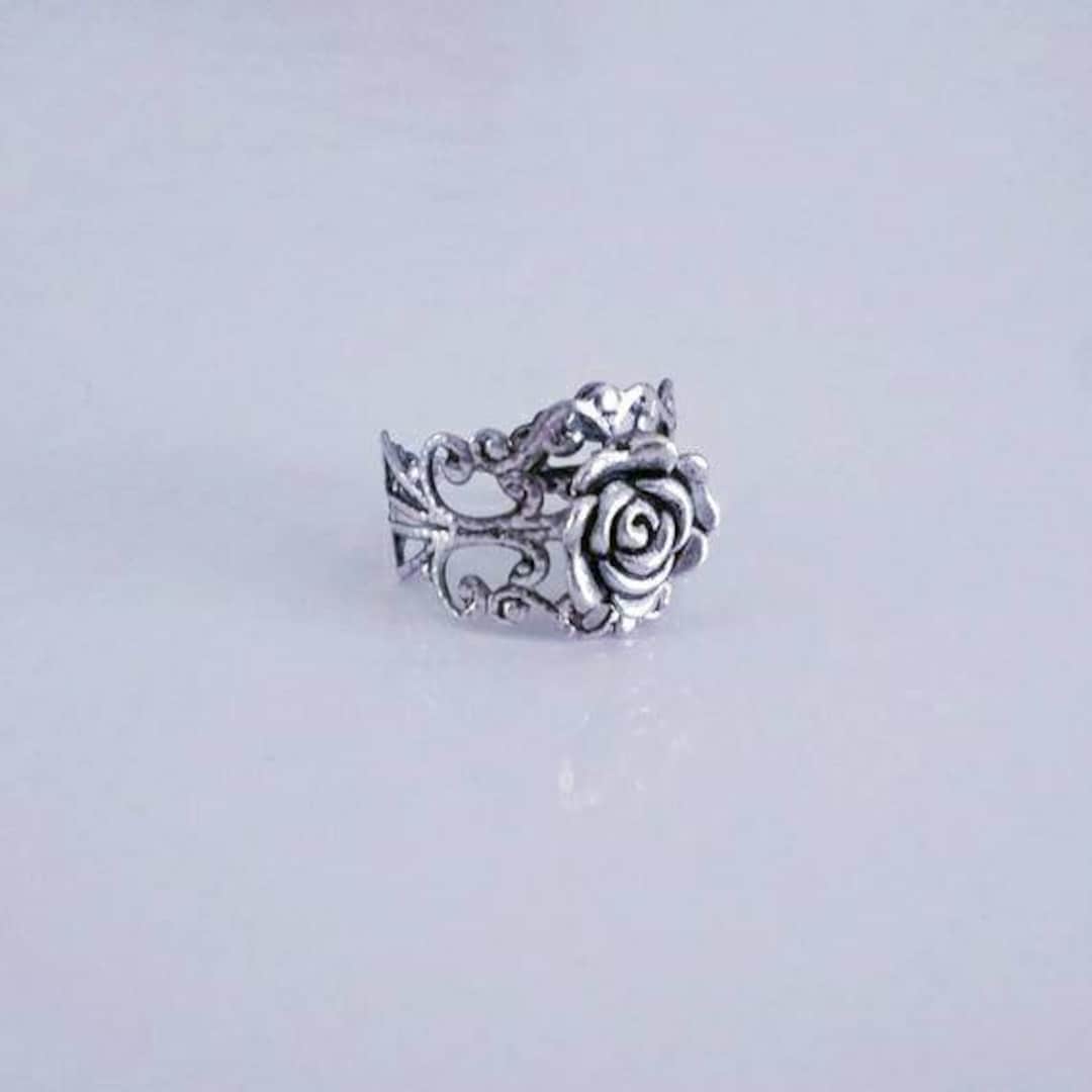 Rose Filigree Ring, Rose Ring, Adjustable Rose Ring, Spring Jewelry ...