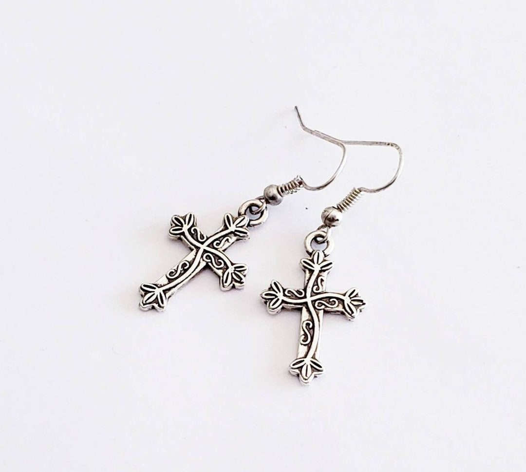 Crucifix Earrings, Cross Earrings, Gothic Crucifix Hook Earrings ...