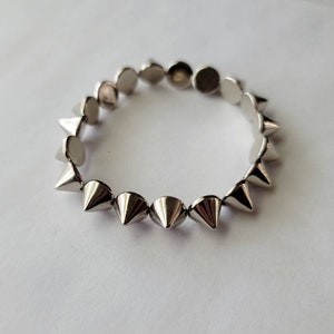 Silver Spike Bracelet, Stretchy Spike Bracelet, Gothic Spike Jewelry ...