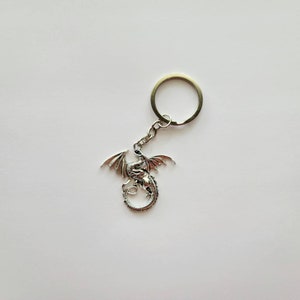 Silver Dragon Keychain Gothic Dragon Keychain Open Winged | Etsy