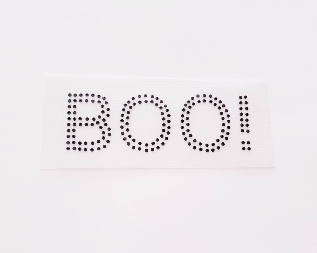 BOO! Rhinestone Appliqué, Iron on BOO! Patch, Halloween Rhinestone ...