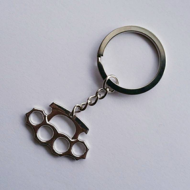 Knuckle Duster Keychain Silver brass Knuckles - Etsy New Zealand