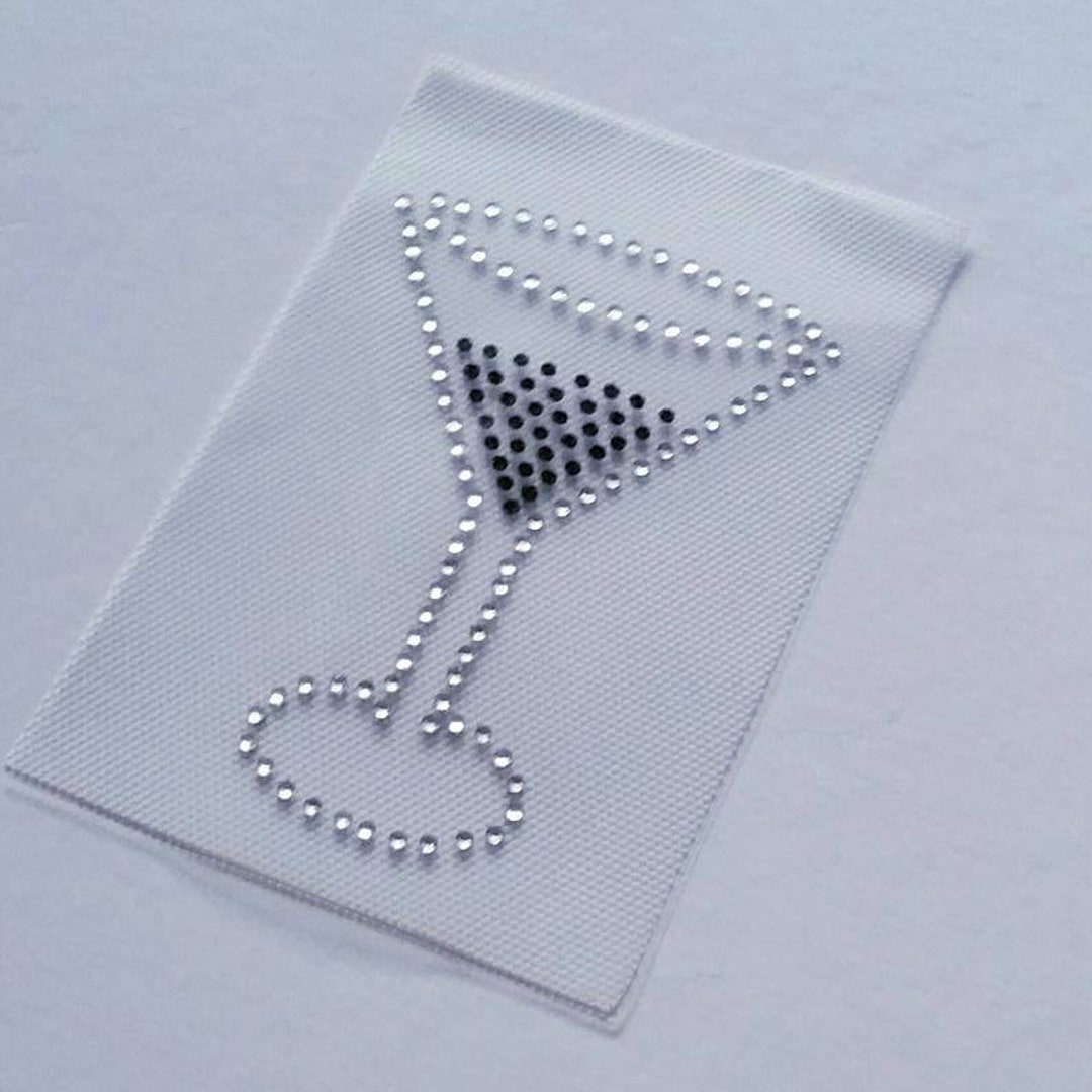 Martini Glass Rhinestone Appliqué, Rhinestone Martini Iron-on Patch ...
