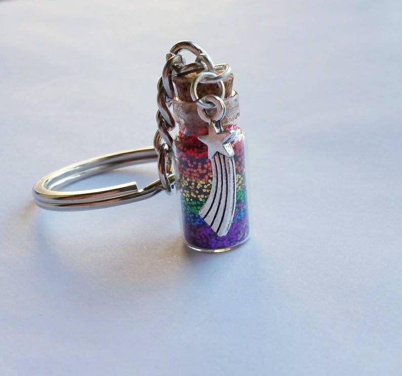 Rainbow Keychain Shooting Star Rainbow Keychain Rainbow | Etsy