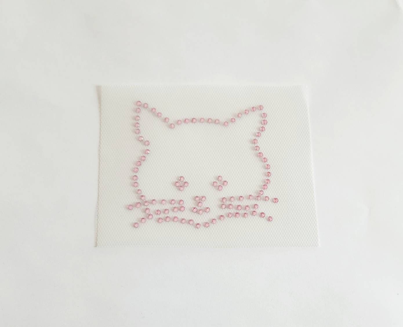 Cat Face Appliqué, Cat Face Rhinestone Transfer, Kitty Cat Iron on ...