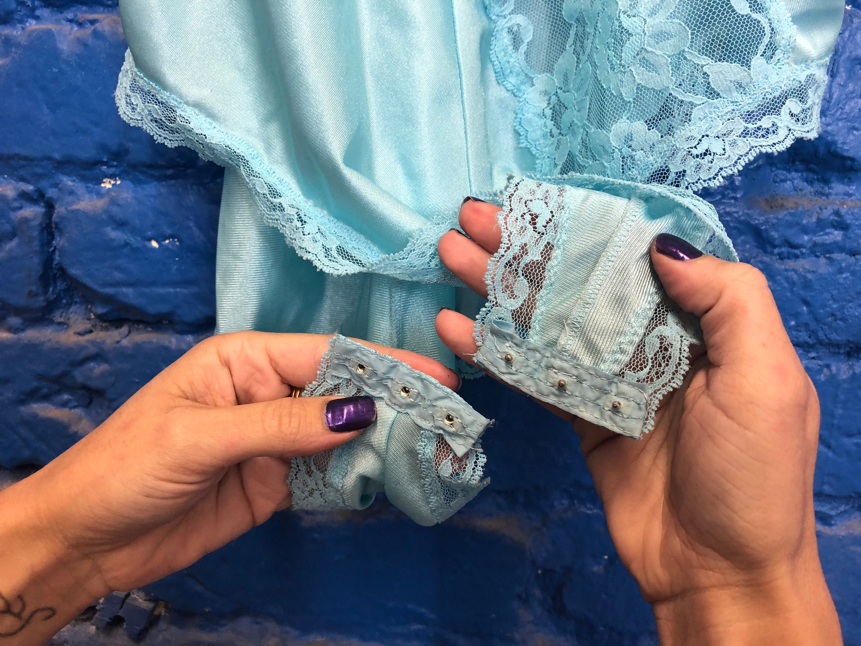 Vintage Baby Blue Lace Teddy Bodysuit M/L - Etsy