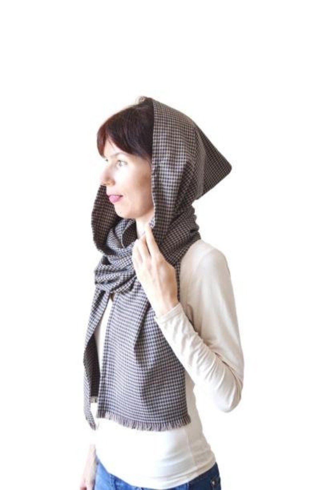 Medieval Hood With Scarf Celtic Hooded Scarf Plaid Scoodie Scarf With ...